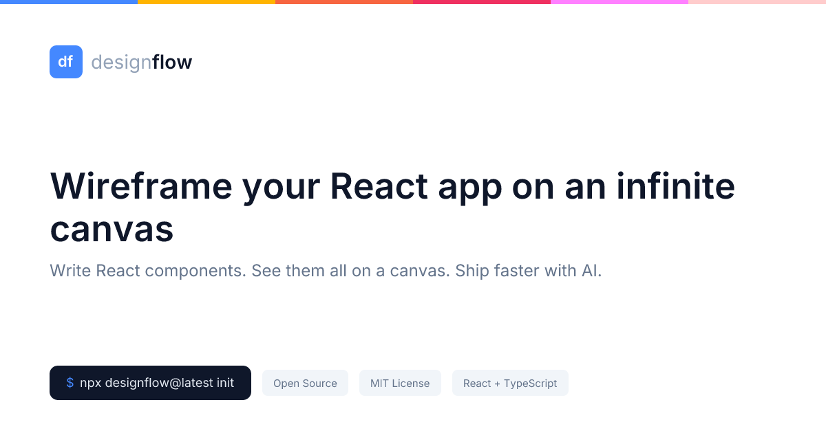 DesignFlow — Design screens in React, see every flow on a canvas